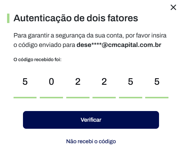 MFA - Múltiplo Fator de Autenticação – Atendimento CM Capital